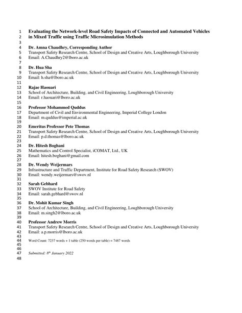 Pdf Evaluating The Network Level Road Safety Impacts Of Connected And Automated Vehicles In