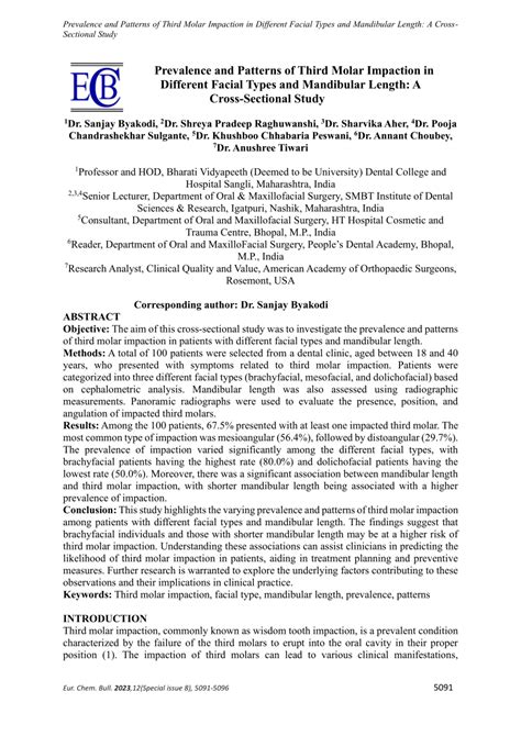 Pdf Prevalence And Patterns Of Third Molar Impaction In Different