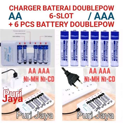 Jual Doublepow Rechargeable Battery Charger Aa Aaa V Ni Mh Ni Cd Baterai Isi Ulang Cas Slot
