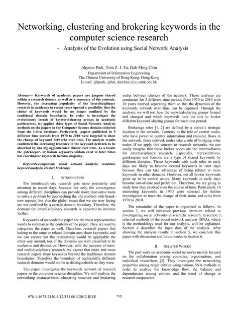 Pdf Networking Clustering And Brokering Keywords In The Computer