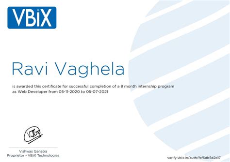 ravi vaghela on linkedin internship completed verification link
