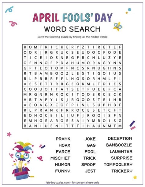 Free Printable April Fools Day Word Search