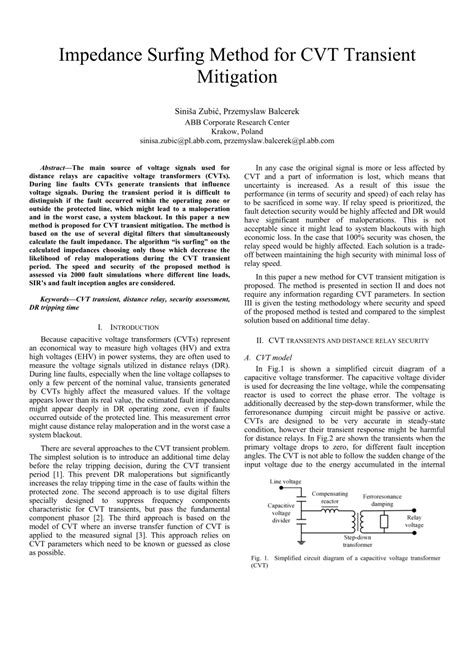 Pdf Impedance Surfing Method For Cvt Transient Mitigation