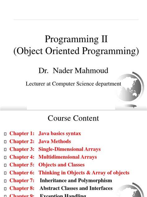 programming ii object oriented programming dr nader mahmoud pdf