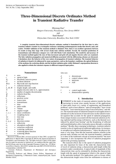 Pdf Three Dimensional Discrete Ordinates Method In Transient
