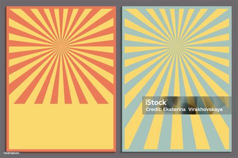 스타 버스트 또는 태양 버스트 벡터 패턴복고풍 배경 나선형 또는 소용돌이 가 있는 방사형 줄무늬 디자인의 빈티지 포스터 템플릿 세트 벡터 그림 60s 그루브 음악에 대한