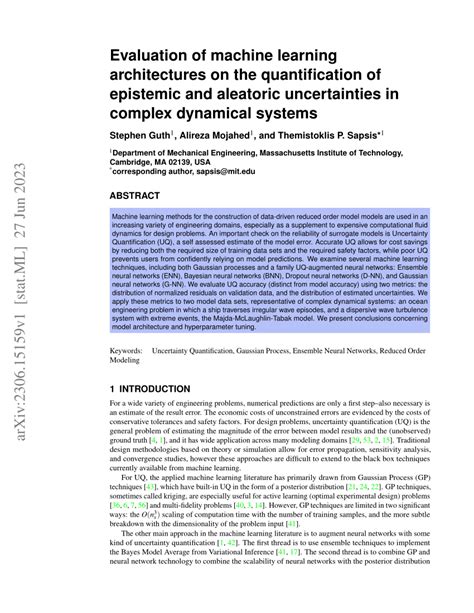 Pdf Evaluation Of Machine Learning Architectures On The Quantification Of Epistemic And