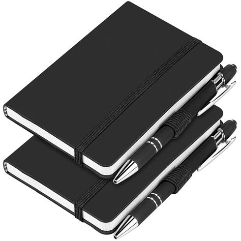Suldaefc 2 Pack Lined Pocket Notebook Small Journal With Black Pen A6