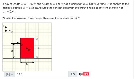 Solved A Box Of Length L 1 25 M And Height H 1 9 M Has A