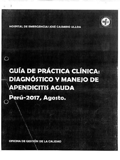 Guia De Practica Clinica Diagnostico Y Manejo De Apendicitis Aguda Pdf