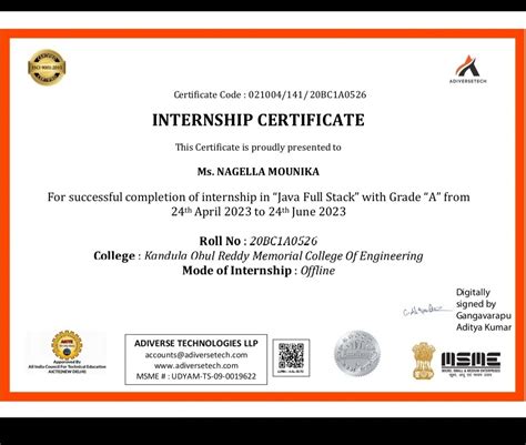 Nagella Mounika On Linkedin I Did My Internship On Adiverse Technologies Llp In Java Full Stack