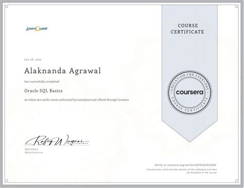 Alaknanda Agrawal On Linkedin Oracle Opportunity Sql Coursera