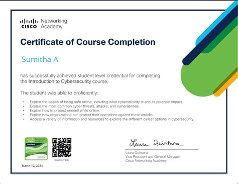 Sumitha A On Linkedin I Completed The Introduction To Cybersecurity
