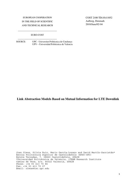 Pdf Link Abstraction Models Based On Mutual Information For Lte Downlink