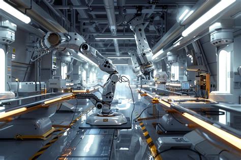 A Clean And Efficient High Tech Manufacturing Plant With Robotic Arms And Automated Systems