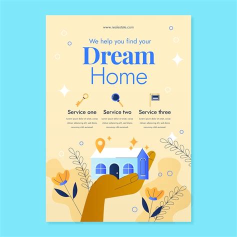 그라데이션 부동산 브로셔 무료 벡터