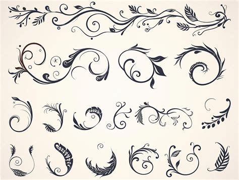 Premium Vector Flourish Vignette Scroll Victorian Curl Swirl Tattoo Certificate Calligraphic