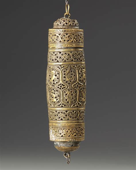 A Gilt Brass Scroll Holder India 20th Century