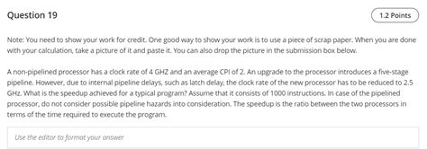 solved a non pipelined processor has a clock rate of 4 ghz