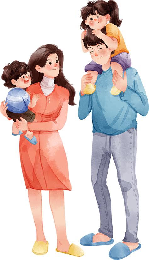 一家人 家人 户外家人 卡通人物