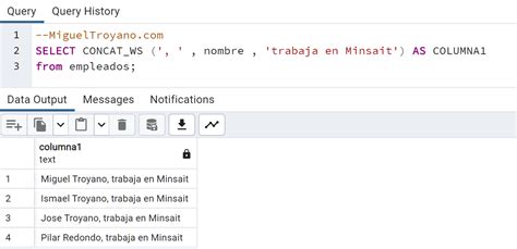 Función Concatws En Postgresql