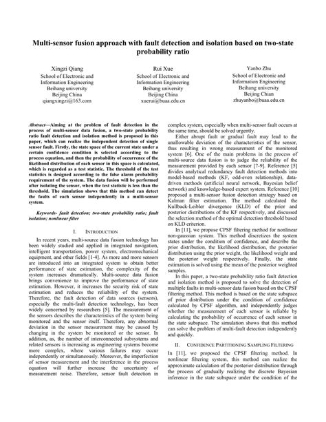 Pdf Multi Sensor Fusion Approach With Fault Detection And Isolation Based On Two State