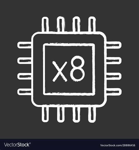 Octa Core Processor Chalk Icon Royalty Free Vector Image