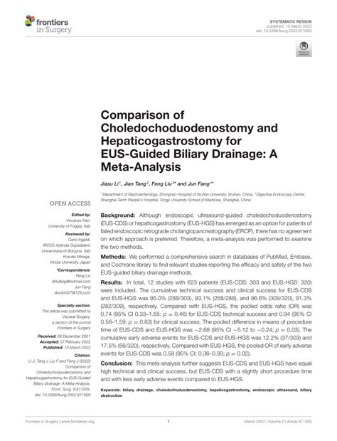 Pdf Comparison Of Choledochoduodenostomy And Hepaticogastrostomy For Eus Guided Biliary