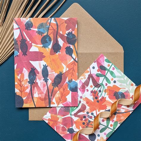 Autumn Leaves Mixed Notelet Bundle Slow Sunday Uk