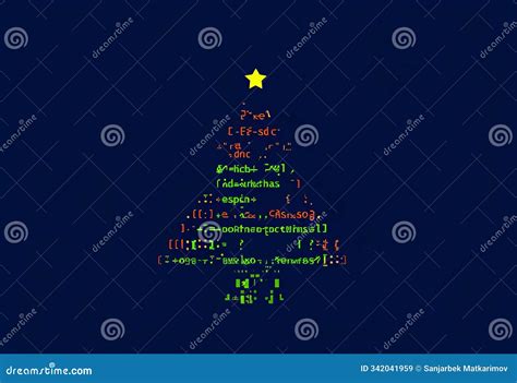 ascii text based tree a christmas tree created using ascii chara stock