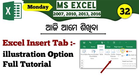 Episode 32 Excel Insert Tab Illustrations Option Full Tutorial In