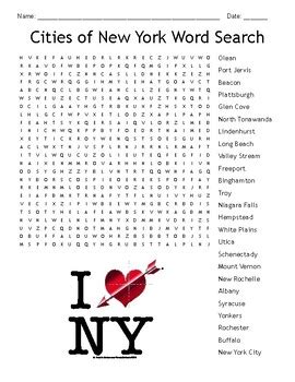 Cities Of New York Word Search By Stone Solid Lessons Tpt