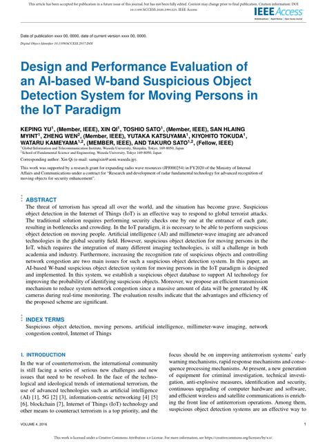 Pdf Design And Performance Evaluation Of An Ai Based W Band