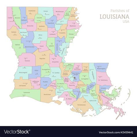 Political Color Map Of Louisiana Usa Federal Vector Image