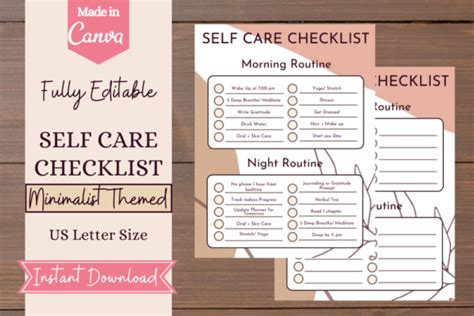 Minimalist Editable Self Care Checklist Graphic By Sharp Flair Graphics · Creative Fabrica