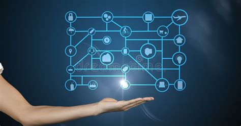 Presenting Digital Network Icons Hand Symbolizing Modern Technology Connections Stock Image
