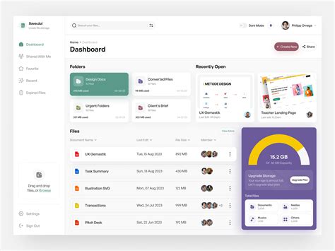 Savedul Cloud Storage Dashboard Behance