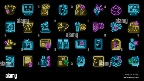 Defective Product Icons Set Outline Vector Container Defect Analysis