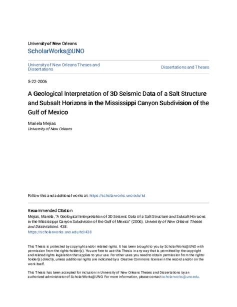 Pdf A Geological Interpretation Of 3d Seismic Data Of A Salt Structure And Subsalt Horizons In