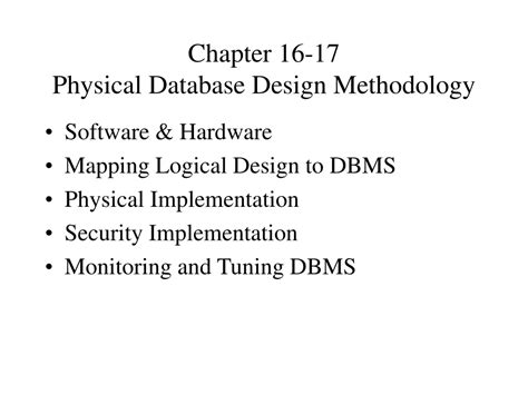 Ppt Chapter 16 17 Physical Database Design Methodology Powerpoint