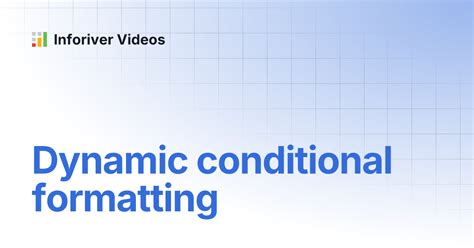 Dynamic Conditional Formatting Inforiver Videos
