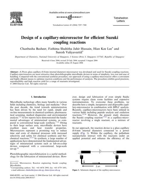 Pdf Design Of A Capillary Microreactor For Efficient Suzuki Coupling