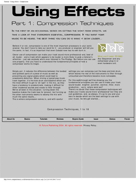 Tutorial Using Effects Compression Pdf Musical Instruments Sound