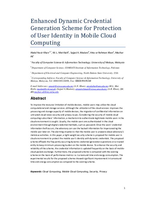Pdf Enhanced Dynamic Credential Generation Scheme For Protection Of User Identity In Mobile