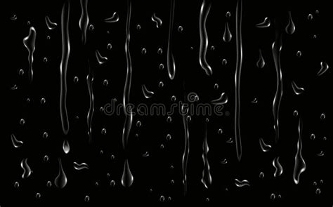 雨滴透明滴流下玻璃逼真的湿冷凝浸润水对表面液体的飞溅效应 向量例证 插画 包括有 黑暗 设置 287377248