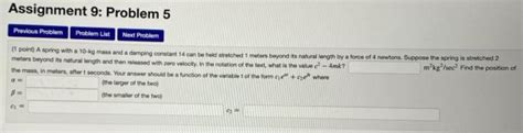 solved assignment 9 problem 5 previous problem problem list