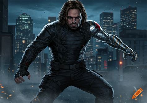 A Comic Style Illustration Of The Winter Soldier Bucky Barnes With