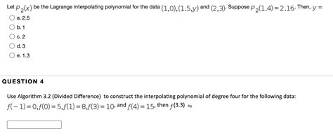 Solved Let P2(x) be the Lagrange interpolating polynomial | Chegg.com
