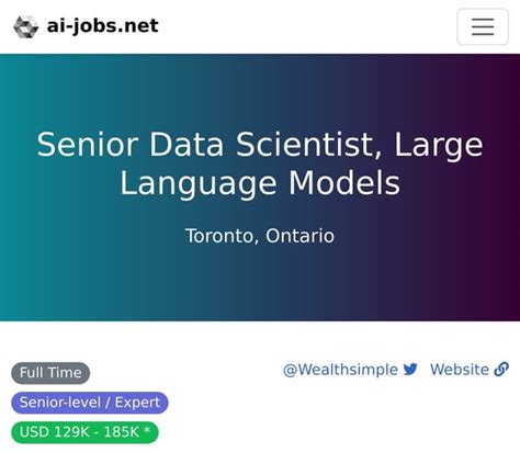 Hiring Senior Data Scientist Large Language Models In Toronto Ontario Raimljobs