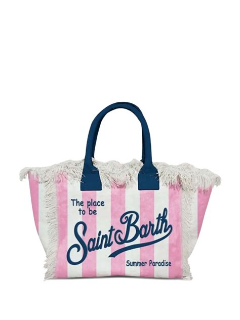 Mc2 Saint Barth Striped Cotton Tote Bag Pink Farfetch